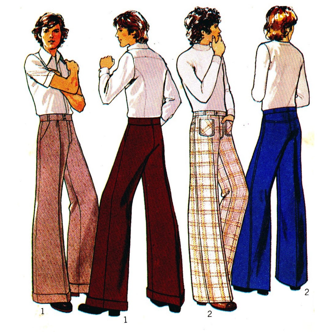 PDF - Vintage 1970s Sewing Pattern, Men’s Trousers - Waist: 30” (76cm ...