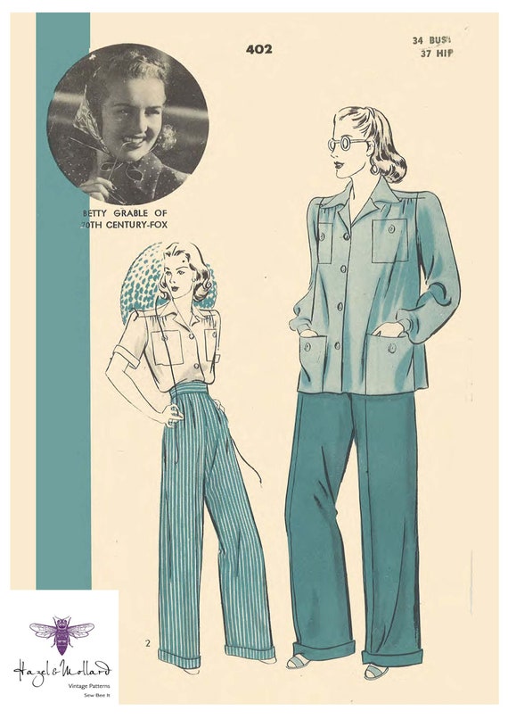 Vintage 1940's Sewing Pattern: Shirt & Slacks Bust | Etsy