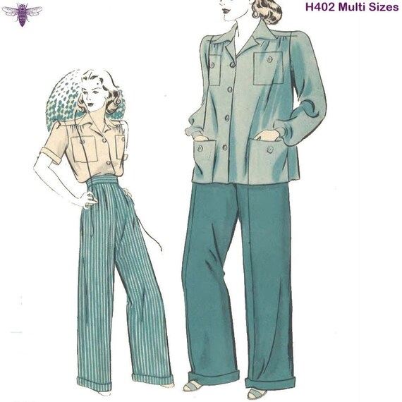 Vintage 1940's Sewing Pattern: Shirt & Slacks Bust 34/ | Etsy