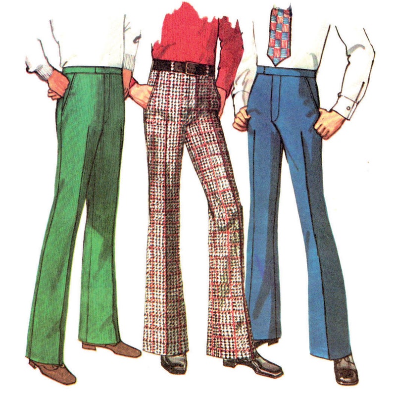 PDF - 1970s Men's Pants Sewing Pattern: Proportioned Sizes, Waist 34 ...
