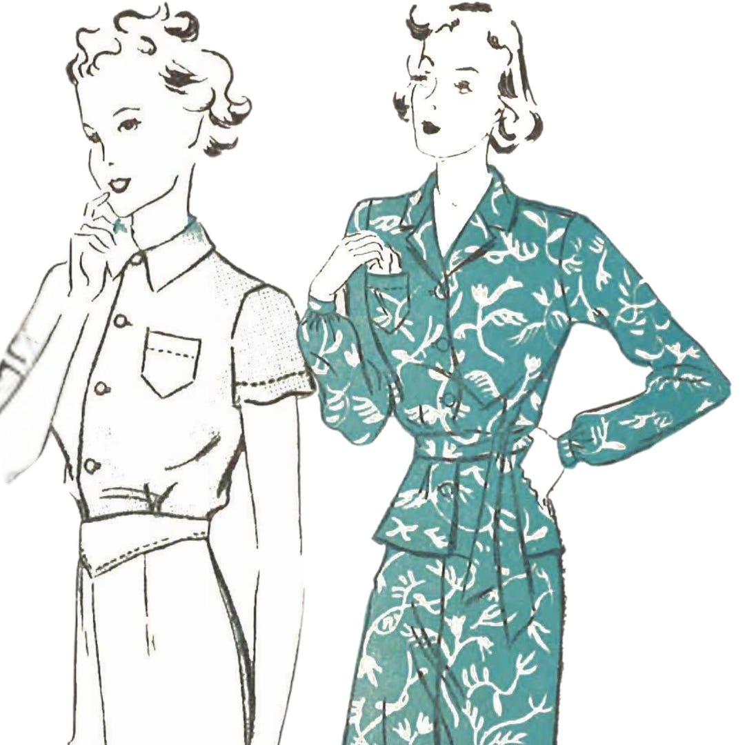 Vintage 1930's Vintage Sewing Pattern Lounging Pyjamas WW2 - Bust 34 ...