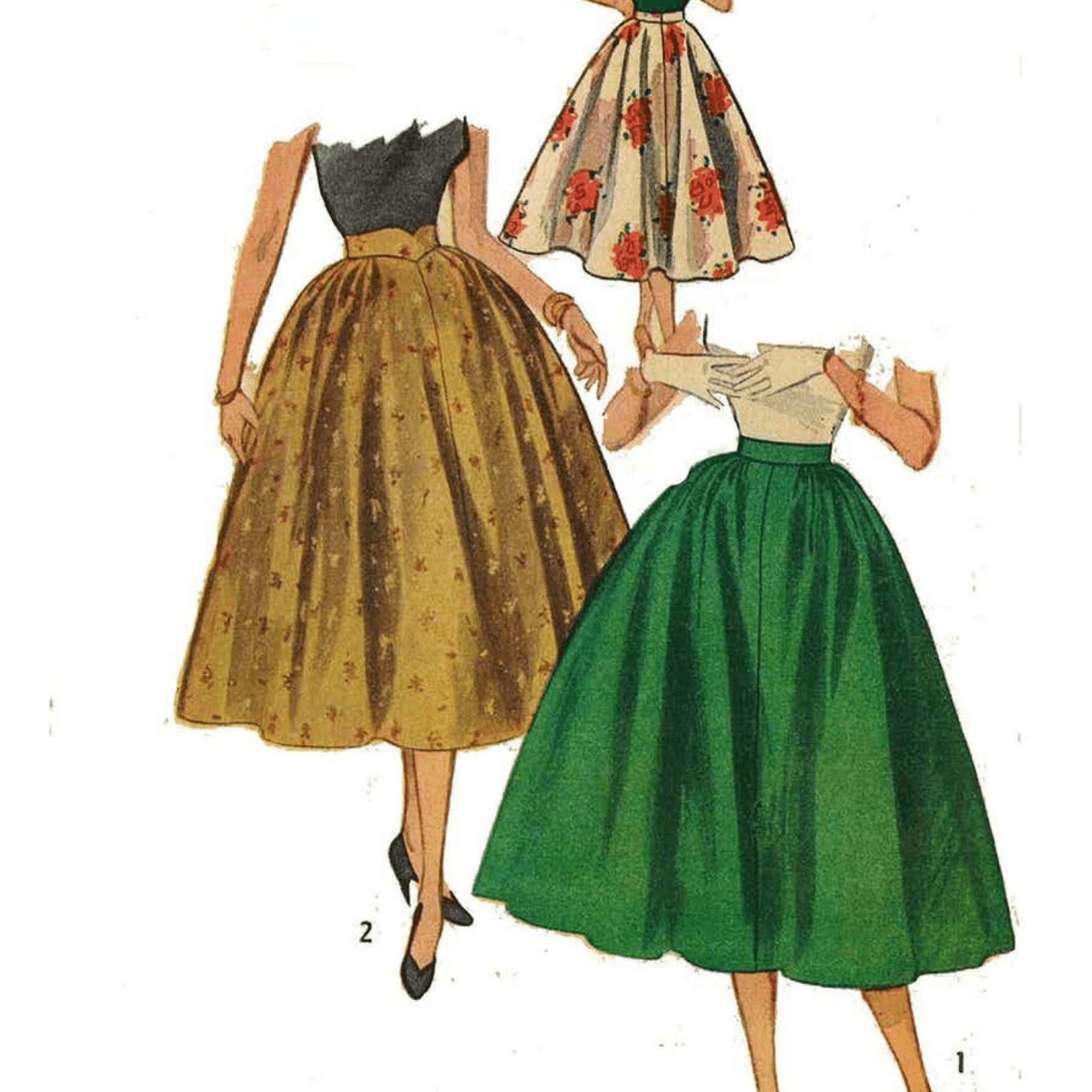 PDF - 1950's Full Circle Skirt Sewing Pattern: Waist 32"(81cm ...