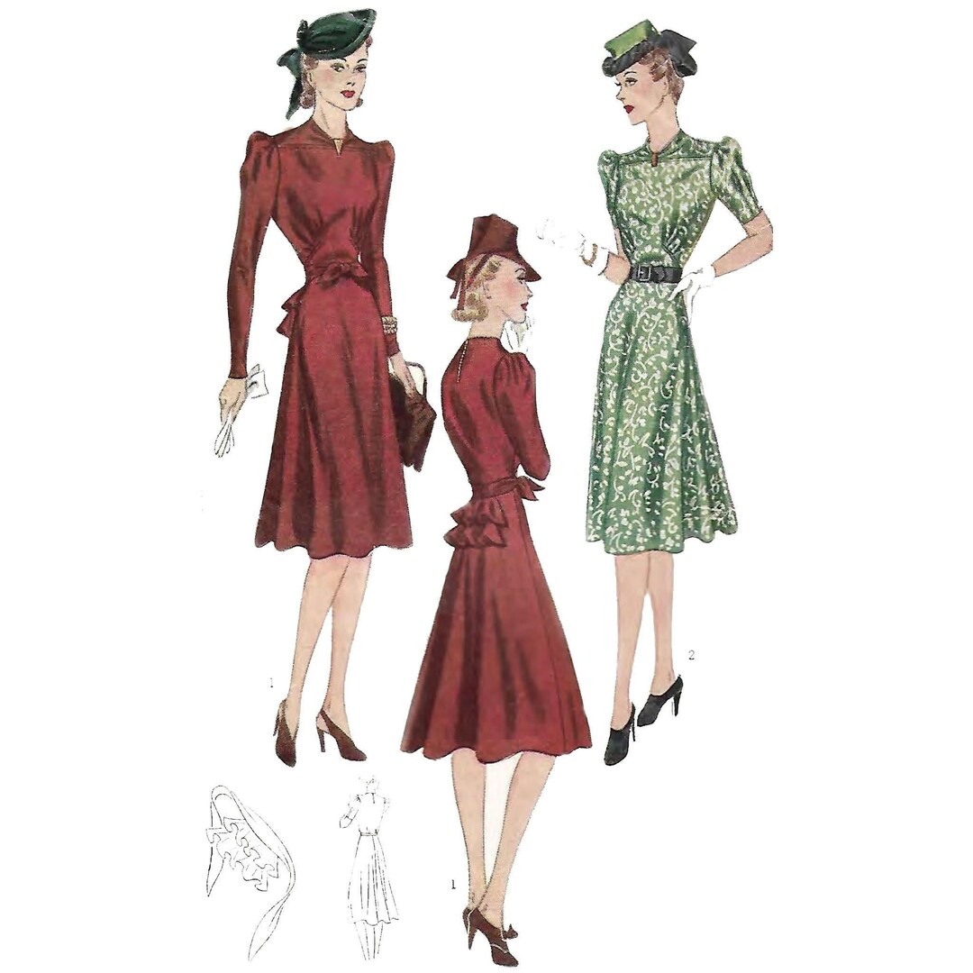 Vintage 1940's Sewing Pattern: Elegant Tea Dress - Bust 32” / 81.3cm - Etsy