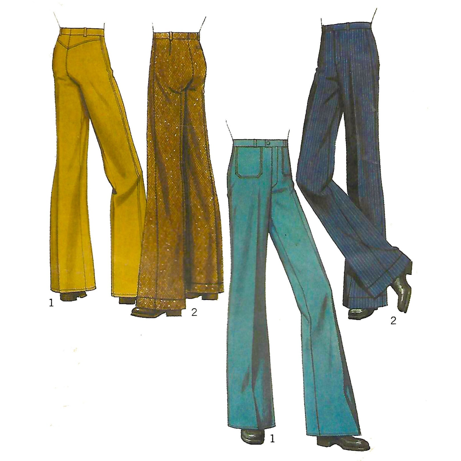 PDF Vintage 1970s Pattern Mens Flared Trousers Waist: - Etsy