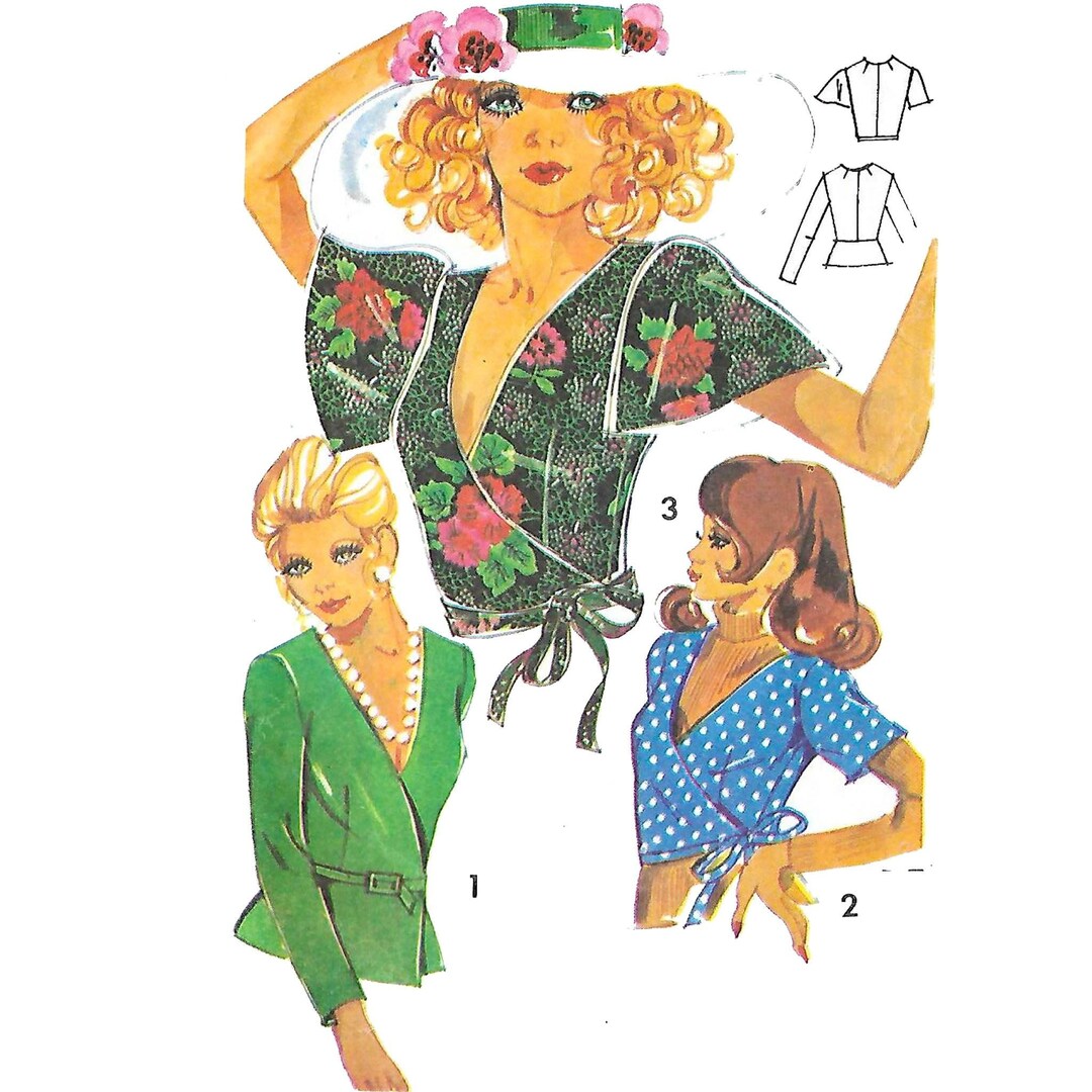 PDF Vintage 1970s Pattern Wrap-over Top or Blouse, 32.53682.5cm-91.4cm ...