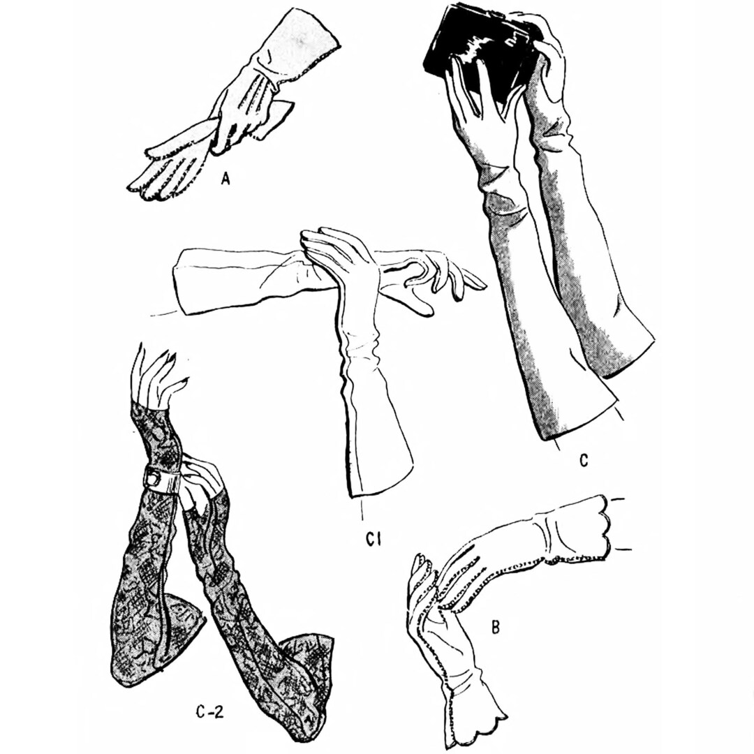 PDF - Vintage 1940's Sewing Pattern: Set of Tailored, Gloves in Two ...