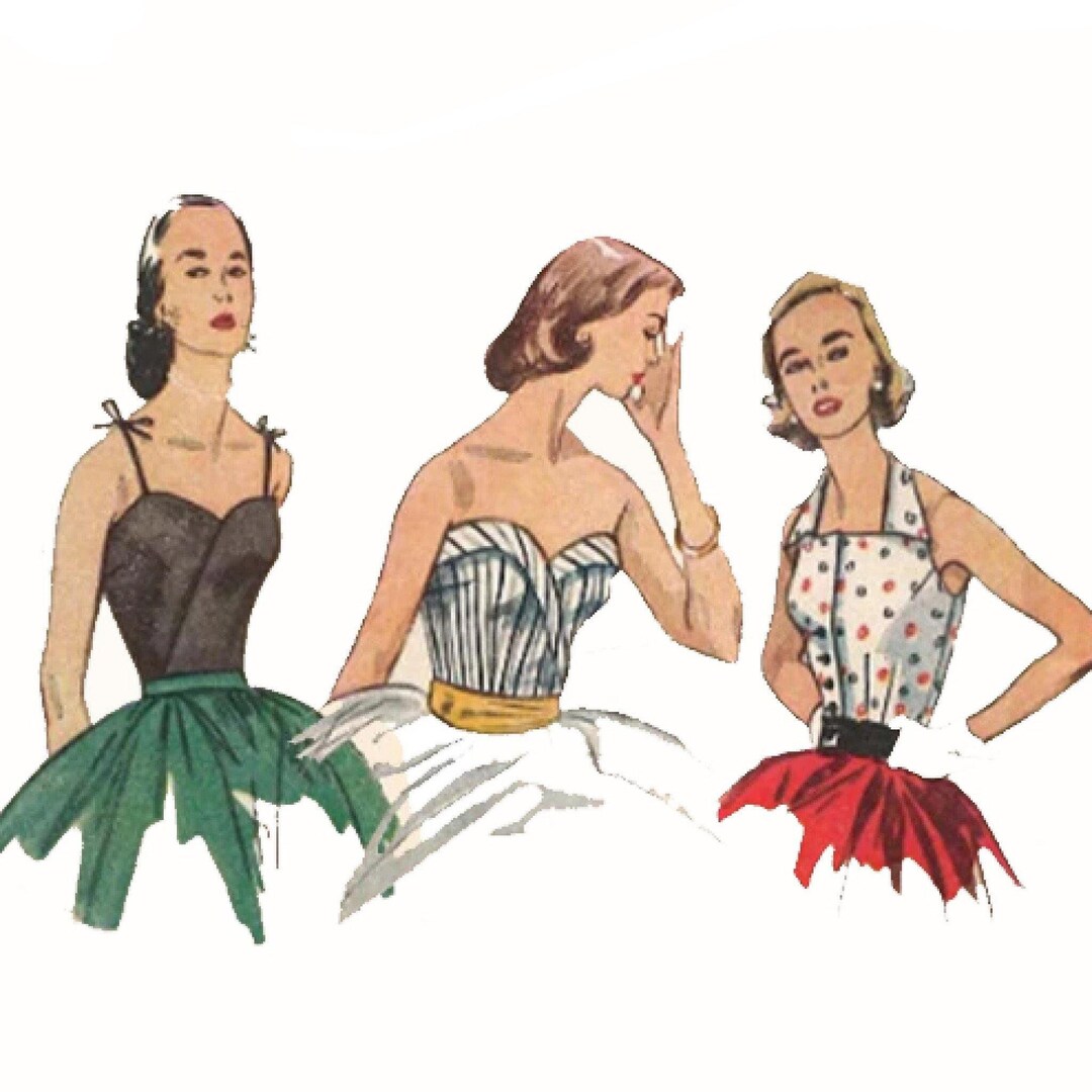 Vintage 1950's Sewing Pattern: Bombshell Blouse, Crop Tops - Bust 32 ...