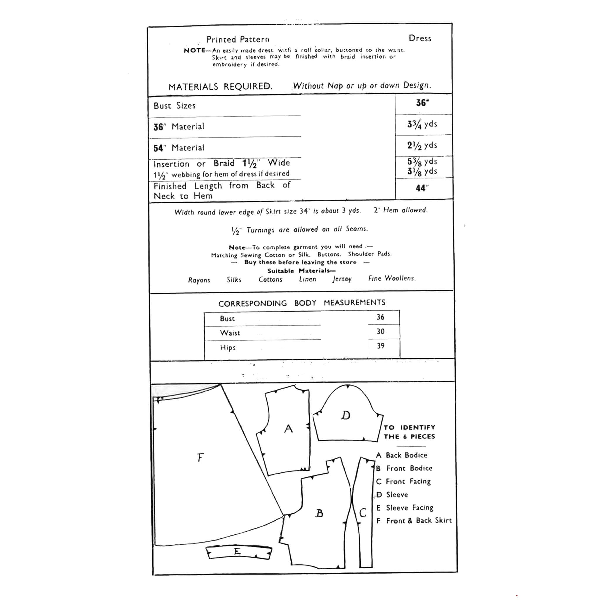 PDF Vintage 1940's Sewing Pattern: Two Pretty Tea - Etsy