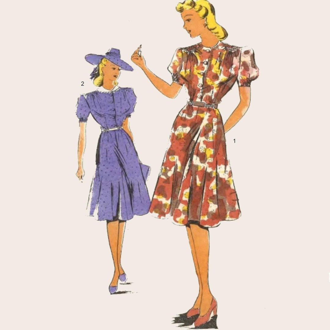 Vintage 1940's Sewing Pattern: French Frocks Midi Tea Dresses - Bust 36 ...
