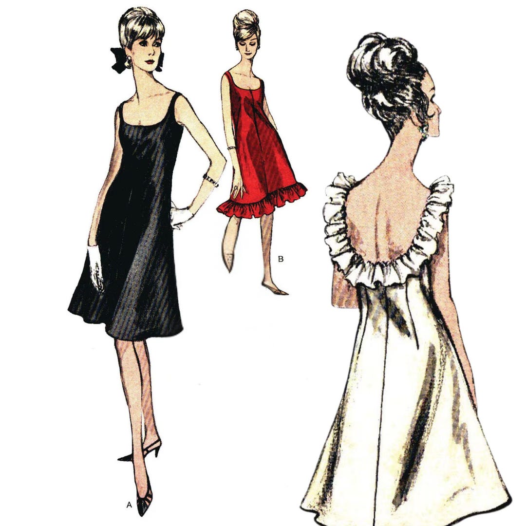 Vintage 1960s Sewing Pattern, Semi-fitted Evening Dress - Bust: 38 ...