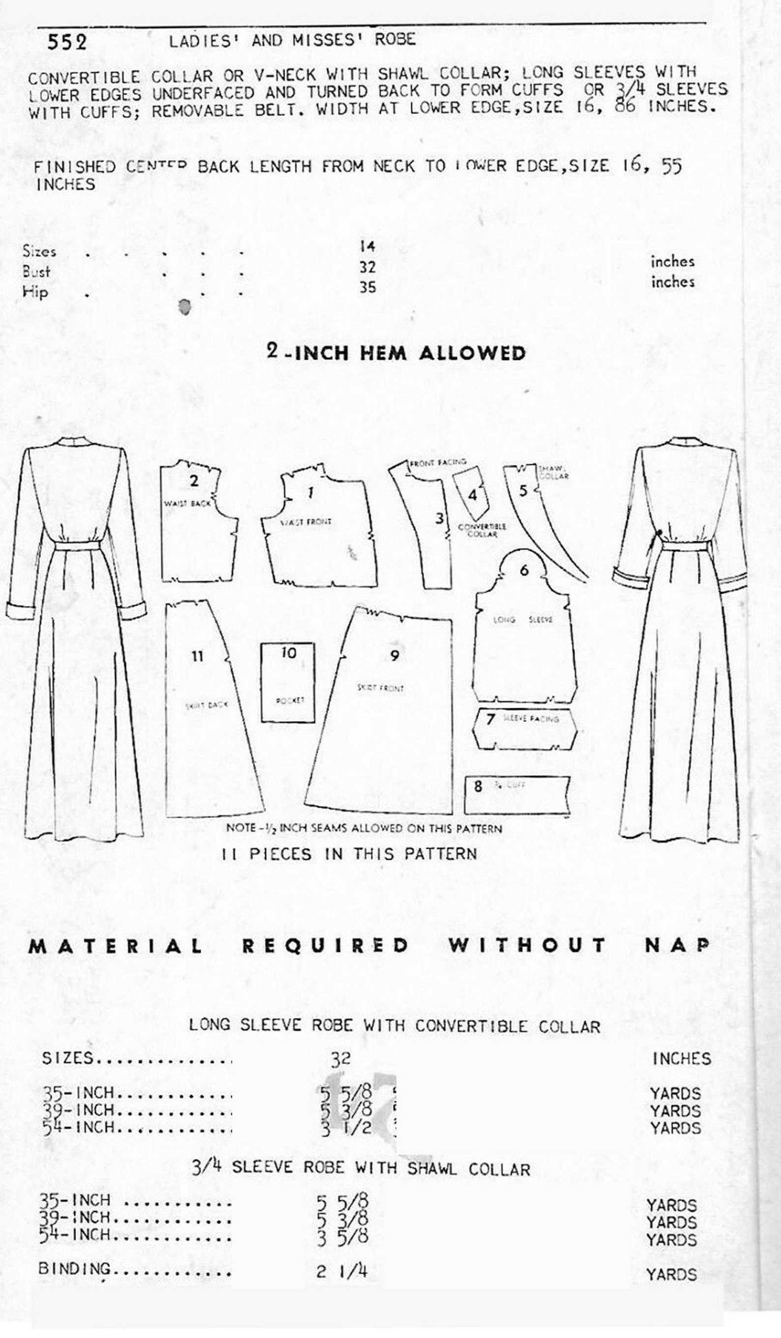 Vintage 1930s Sewing Pattern: Housecoat Robe Dressing Gown | Etsy