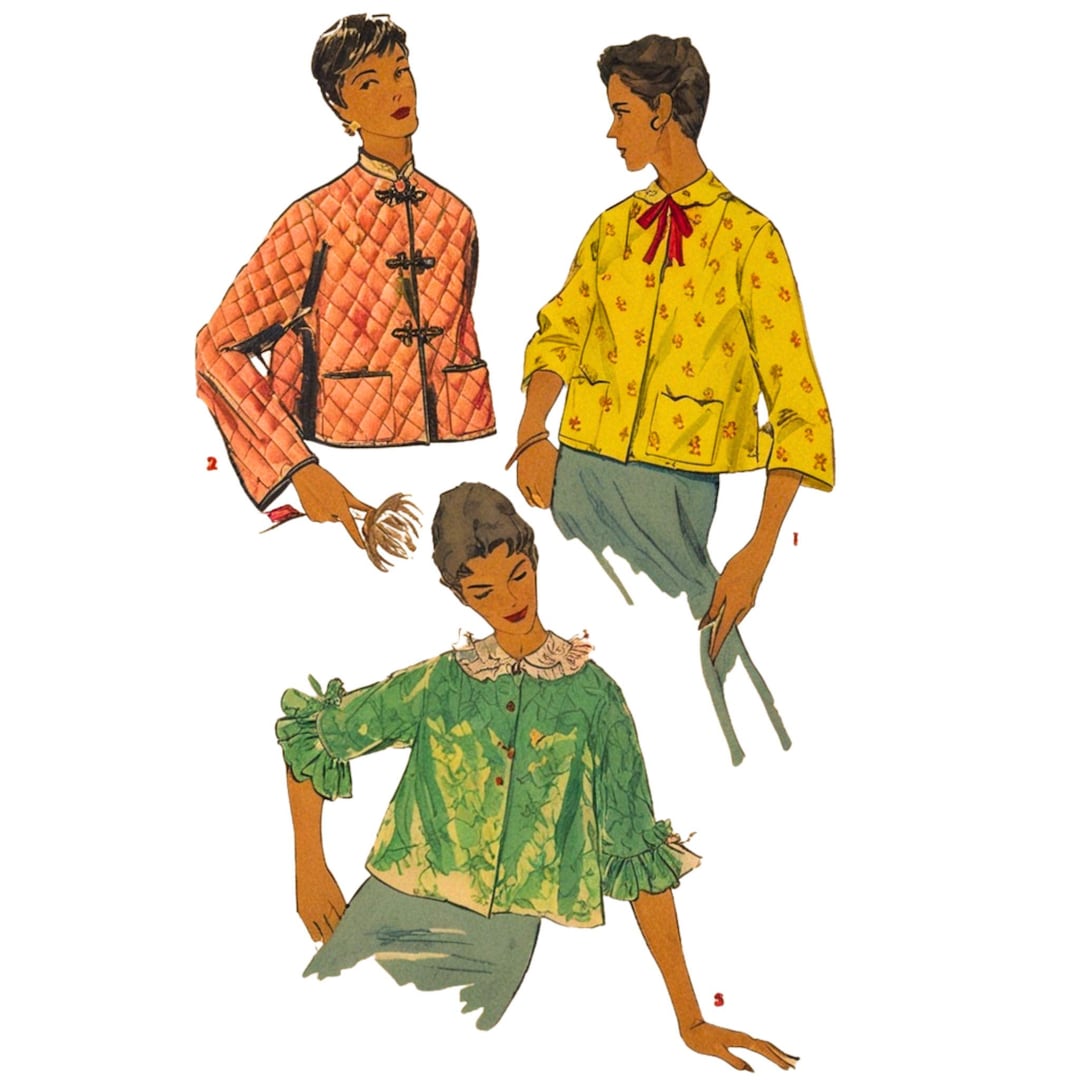 PDF - 1950s Bed Jacket Sewing Pattern: Vintage Scalloped Collar Design ...