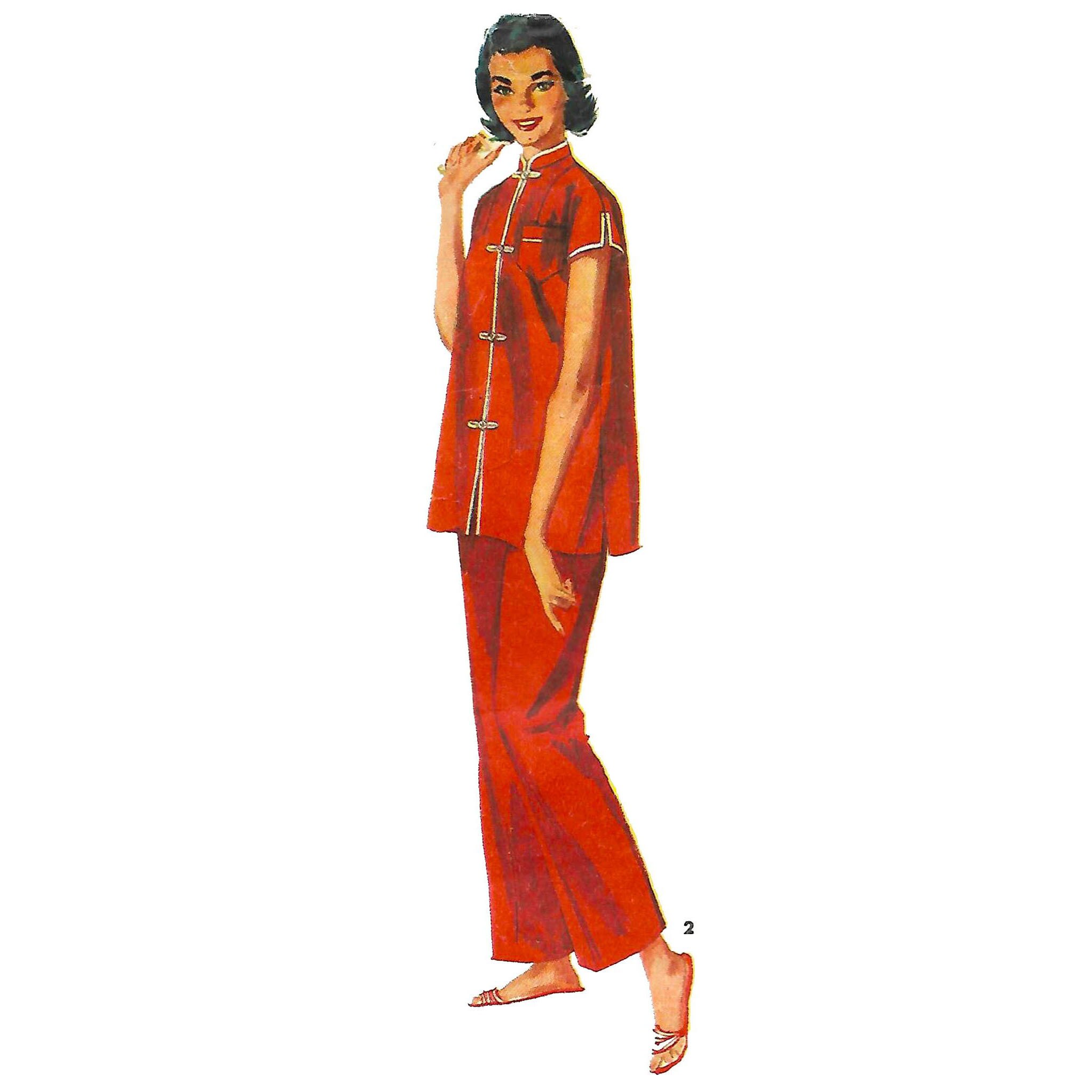 PDF - 1950s Nehru Pajama Sewing Pattern: Two-piece Coat & Pants, Bust ...