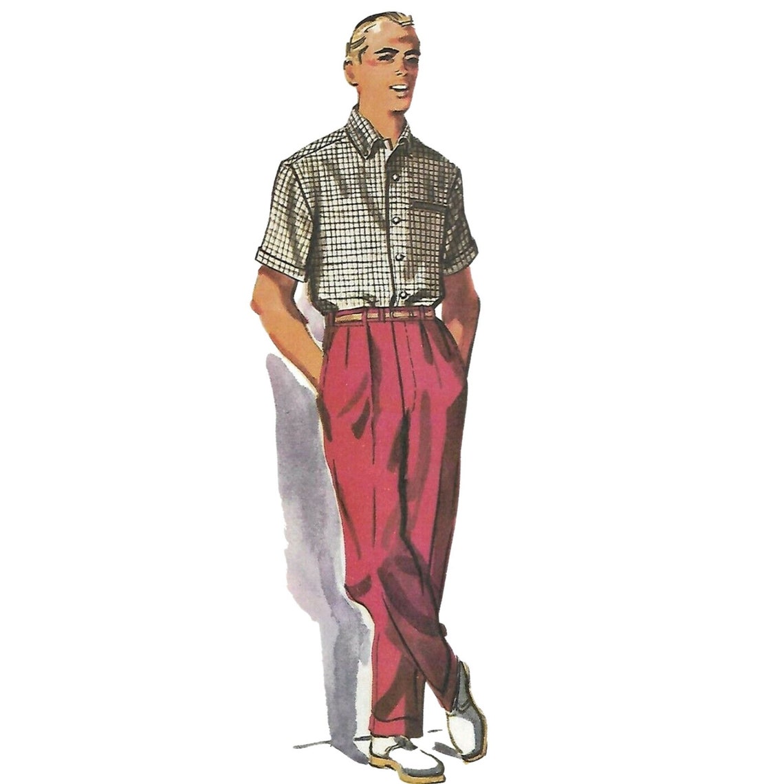 Vintage 1950's Sewing Pattern: Men's Slacks, Pants, Trousers & Shirt ...