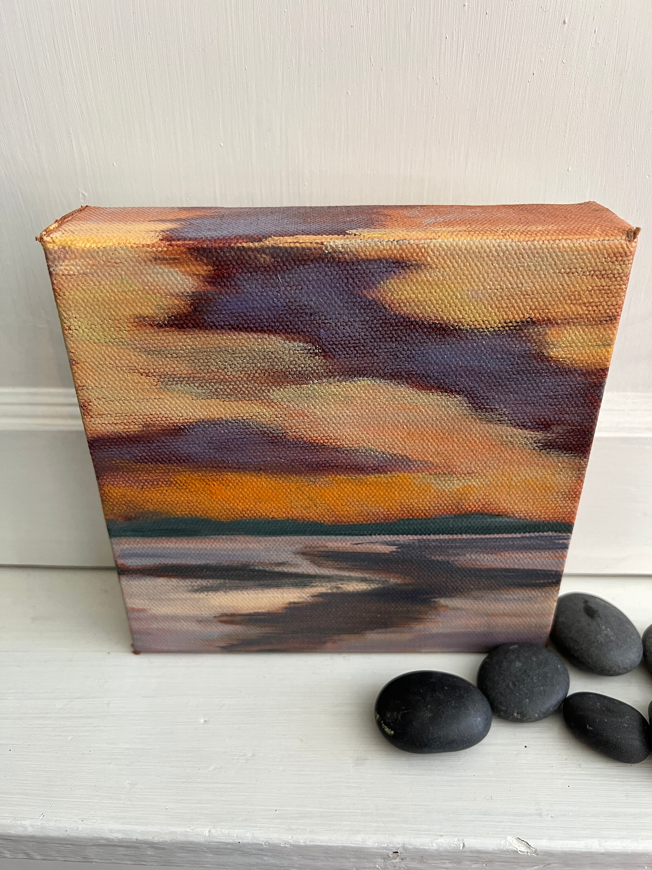 Sunset Painting Original Oil Painting on Canvas Square Art - Etsy