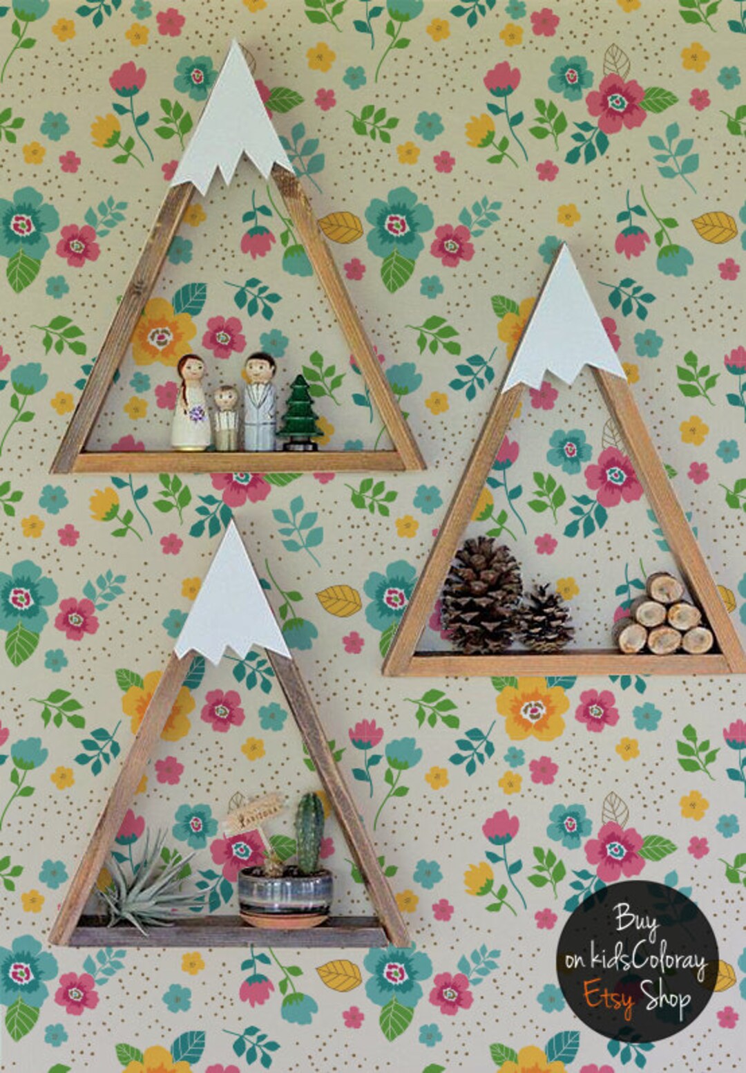 Retro Flowers, Colorful Removable Wallpaper, Flowers Pattern, Kids Room ...