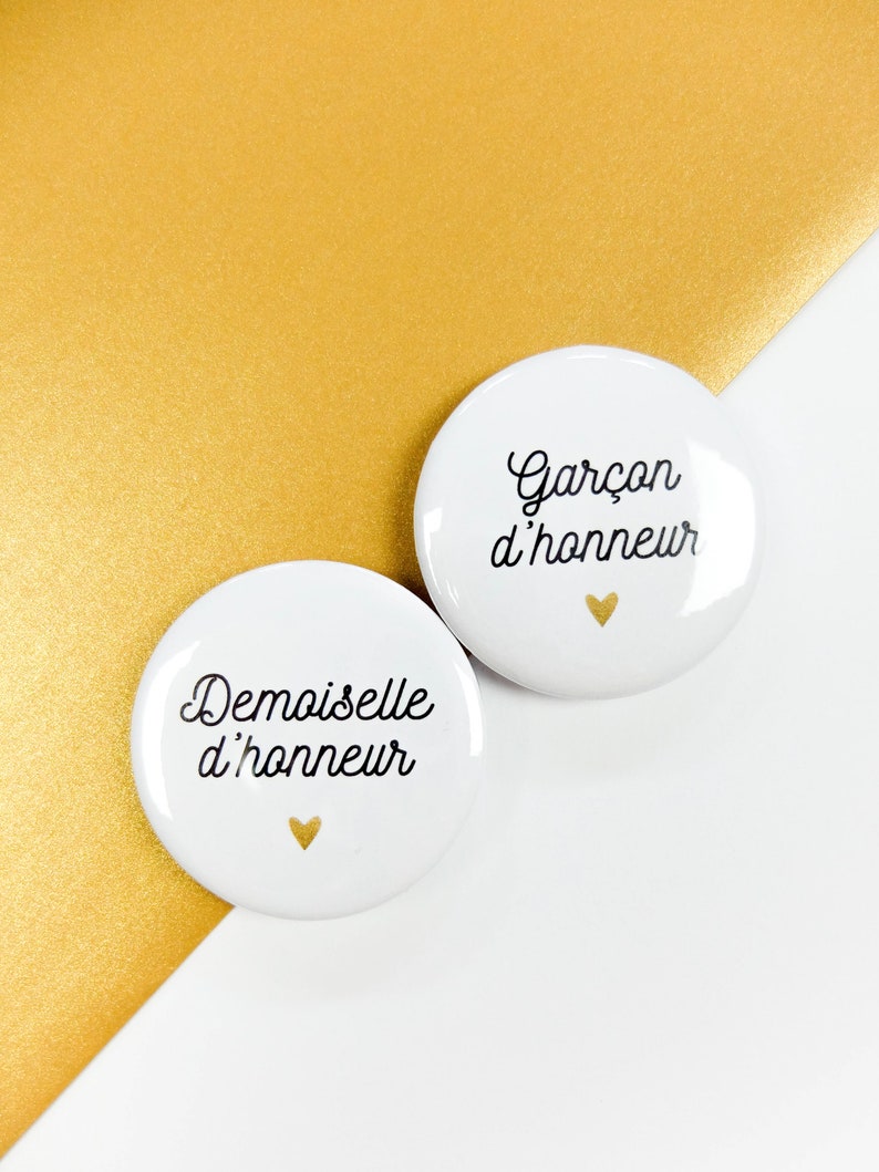 Duo de badges mariage Demoiselle d'honneur & - Etsy France