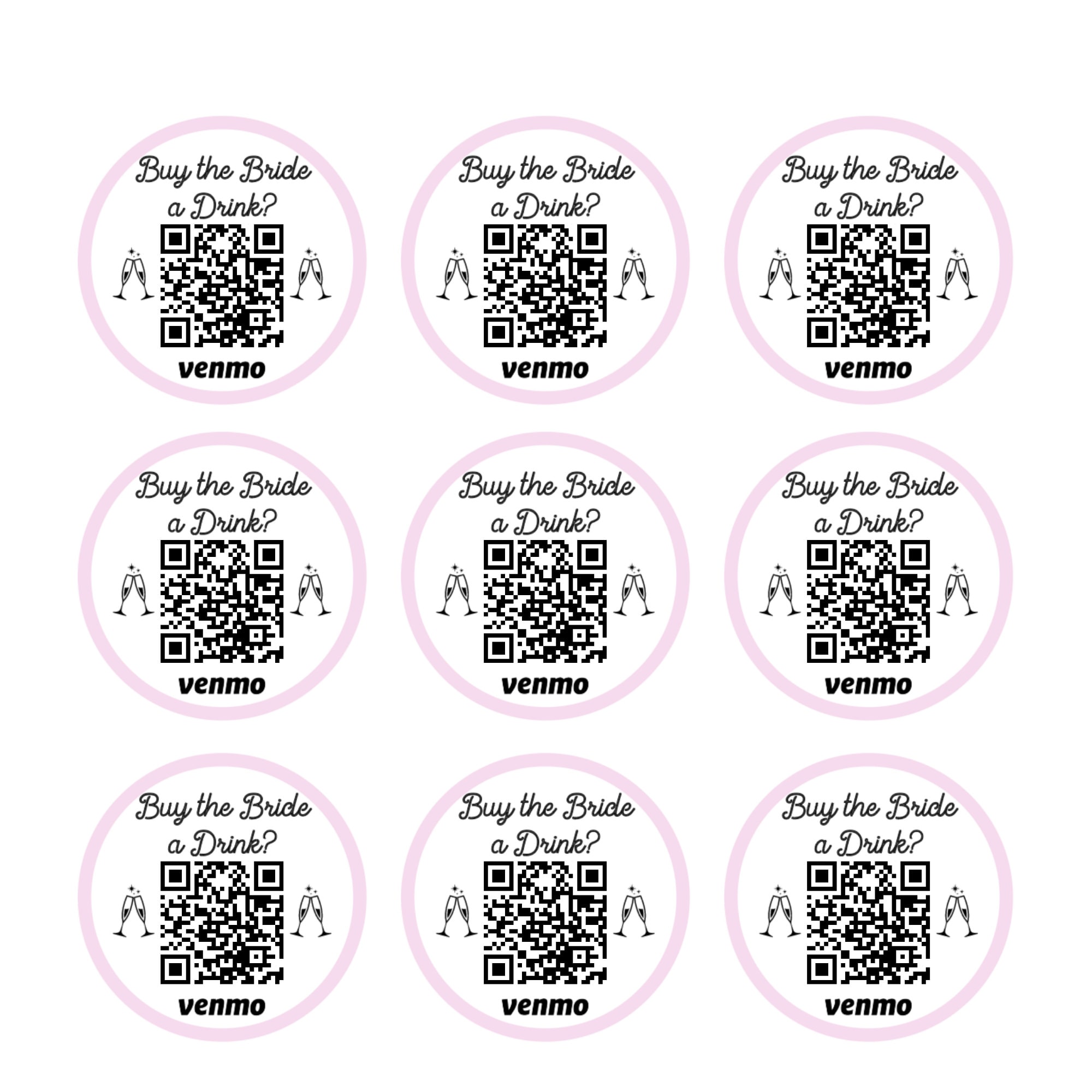 Personalized Venmo QR Code Stickers: Bachelorette Party Favors (set of ...