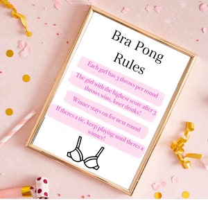 Bachelorette Bra Pong Game: Printable Party Drinking Game (digital ...