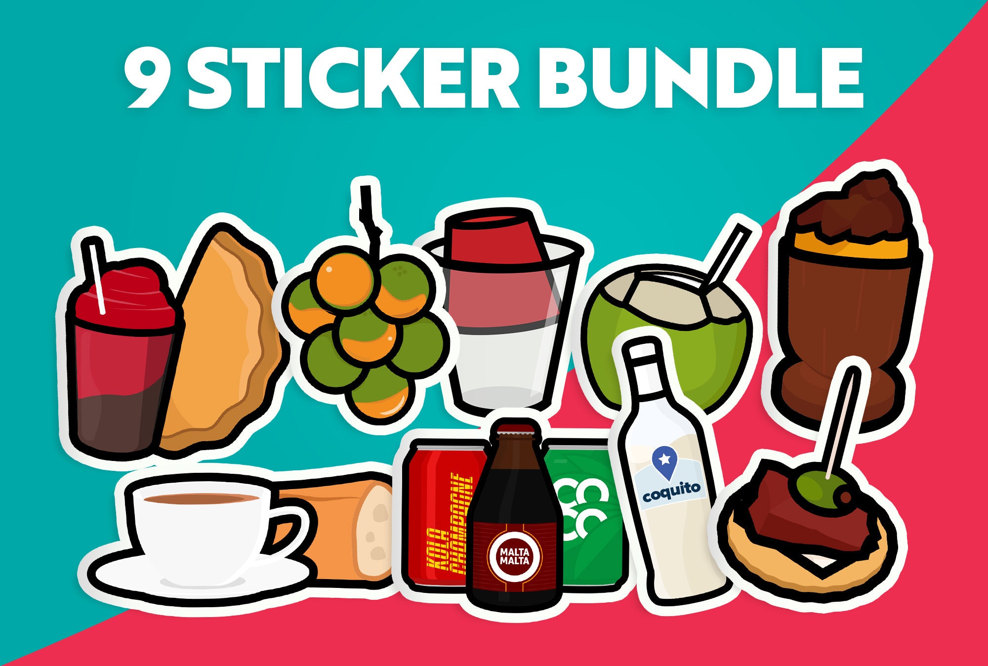 9 Sticker Boricua Foods Bundle Puerto Rican Stickers | Etsy