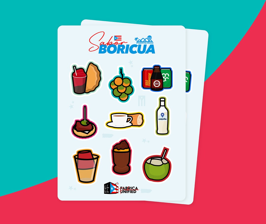 Kiss Cut 9 Boricua Foods Sticker Sheet, Puerto Rican Stickers Journals ...