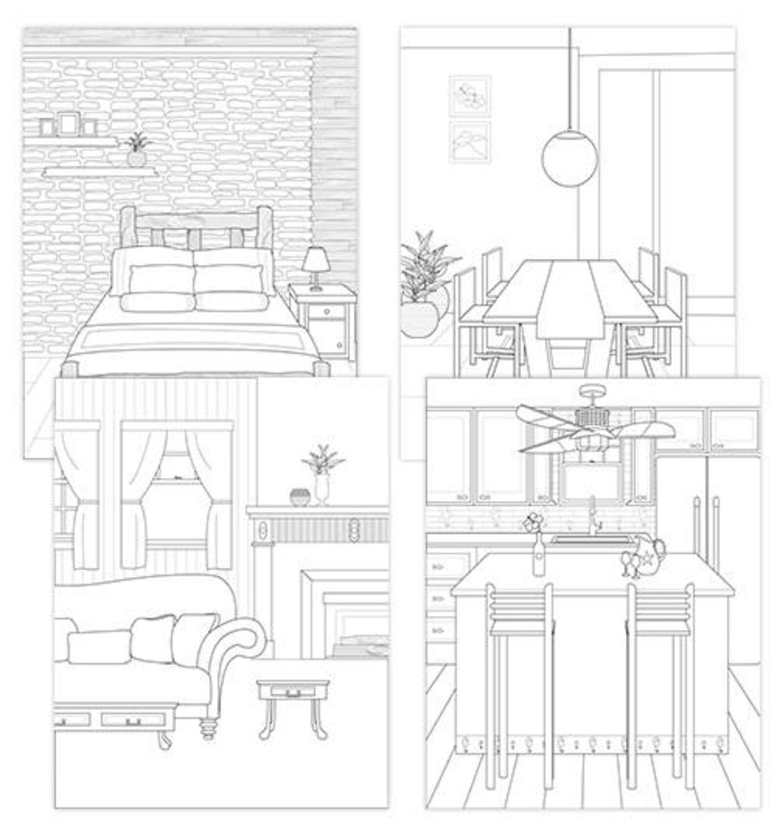 Interior Design Coloring Pages Printable Adult Coloring - Etsy