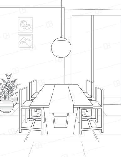 Interior Design Coloring Pages Printable Adult Coloring - Etsy