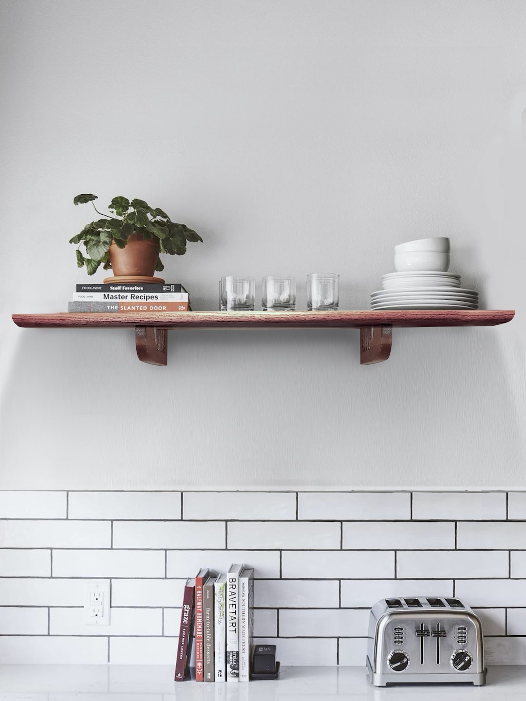 Mahogany Floating Shelf: Danish Modern Wall Mounted Display - Etsy