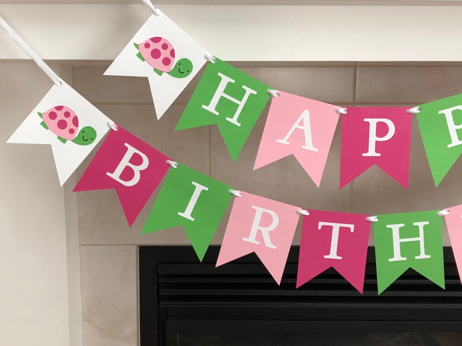 Turtle Birthday Banner Happy Birthday Banner Girl Birthday - Etsy