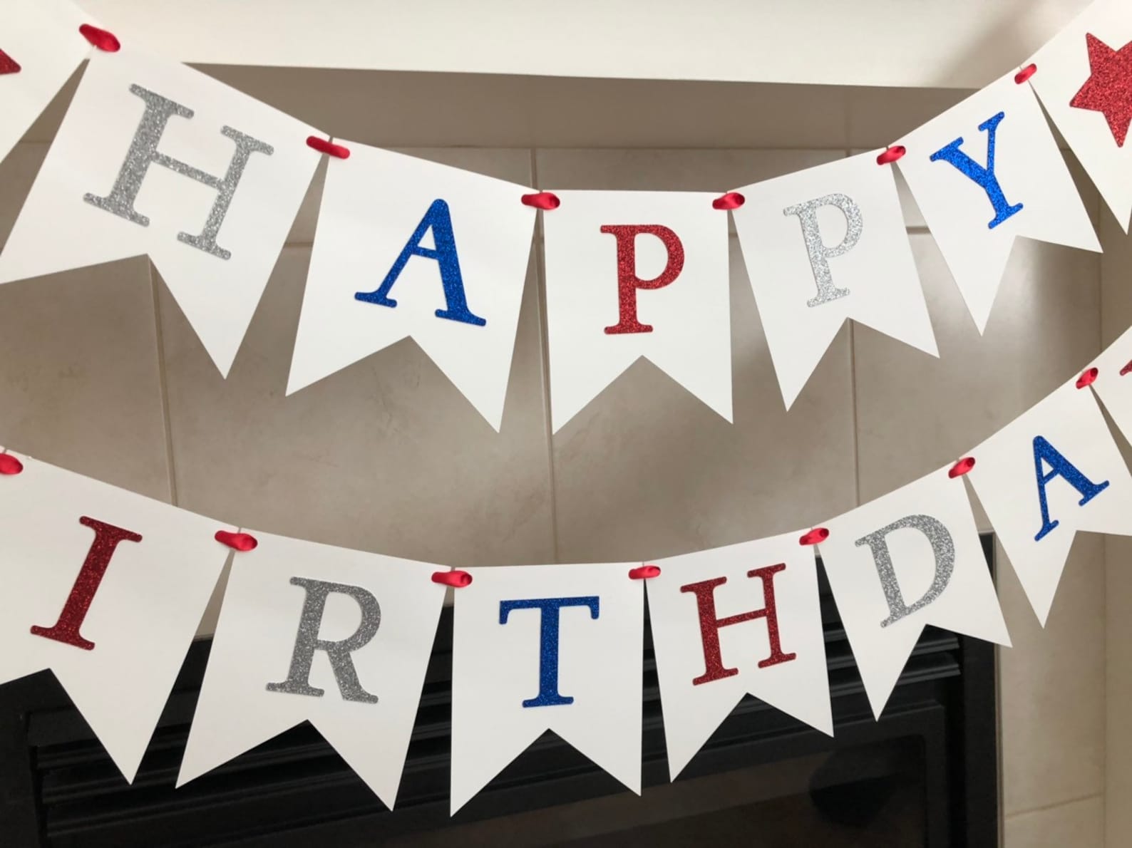 Patriotic Birthday Banner Red White and Blue Birthday Banner - Etsy