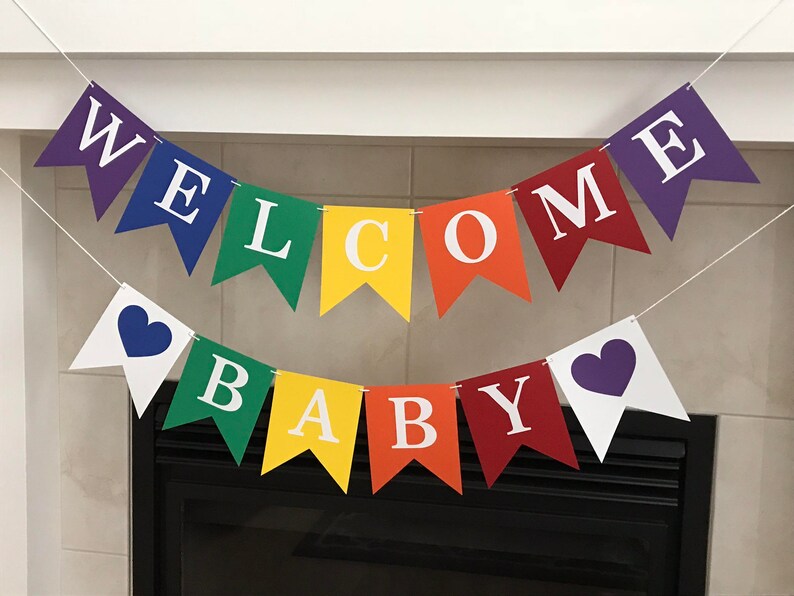Rainbow Baby Shower Banner Rainbow Baby Banner Welcome Baby - Etsy