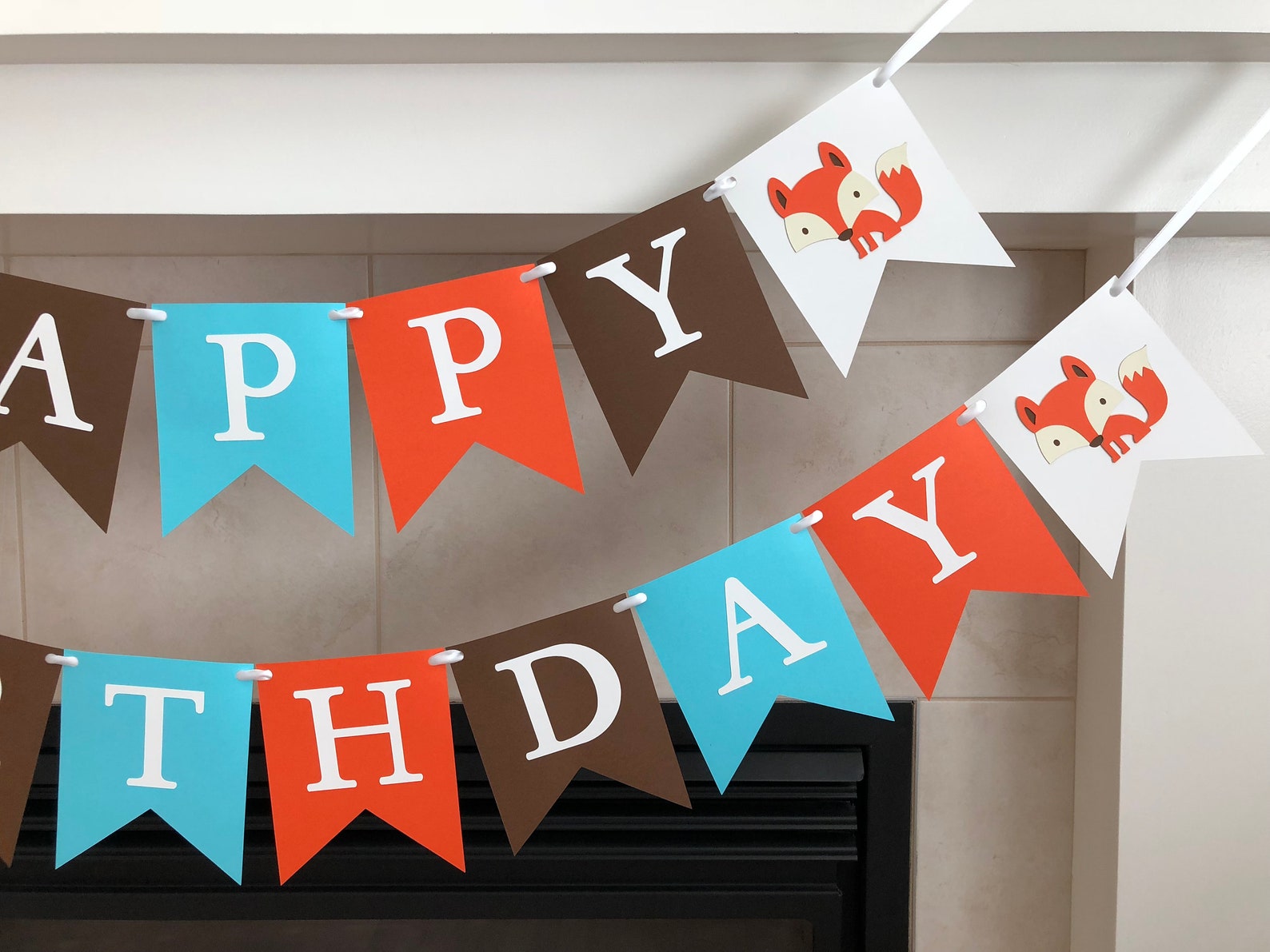 Fox Birthday Banner Happy Birthday Banner Forest Friends - Etsy