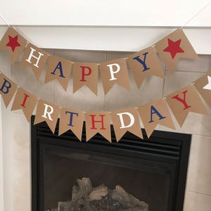Patriotic Birthday Banner: Red, White, and Blue Party Decor - Etsy