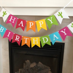 Fiesta Birthday Banner, Fiesta Party, Happy Birthday Banner, Mexican ...