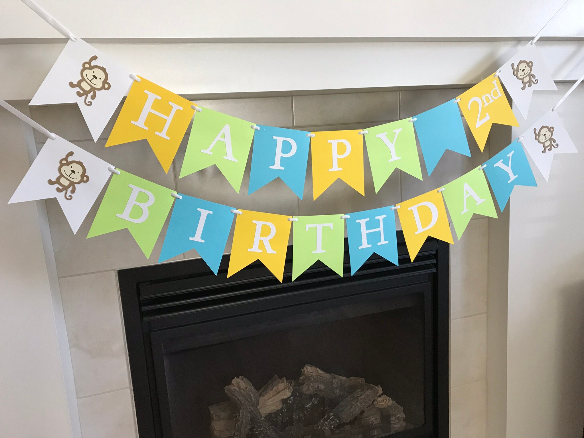Monkey Birthday Banner Happy Birthday Banner Birthday | Etsy