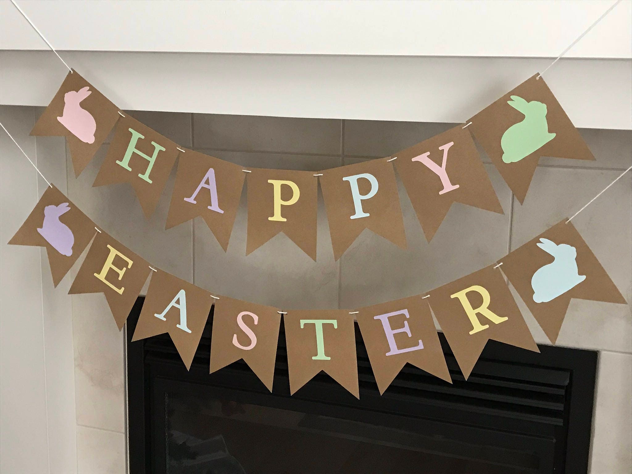 Happy Easter Banner Easter Decoration Bunny Banner Spring - Etsy