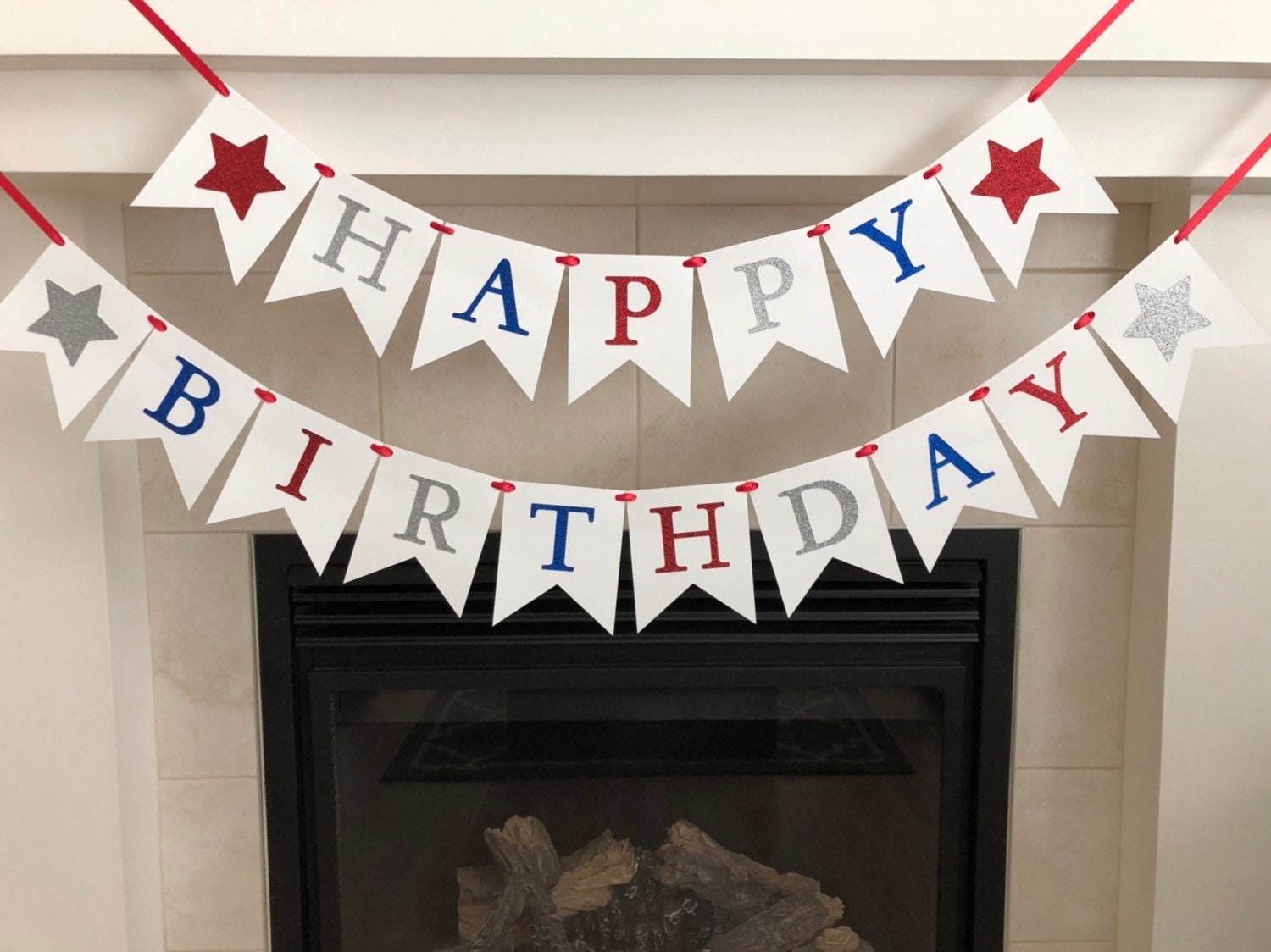 Patriotic Birthday Banner Red White and Blue Birthday Banner - Etsy