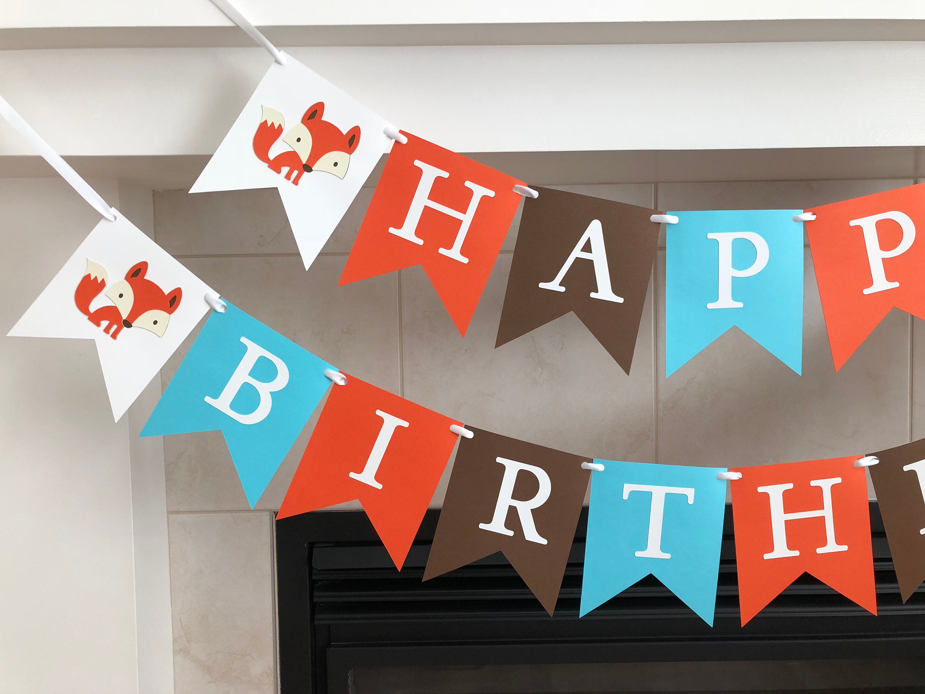 Fox Birthday Banner Happy Birthday Banner Forest Friends - Etsy