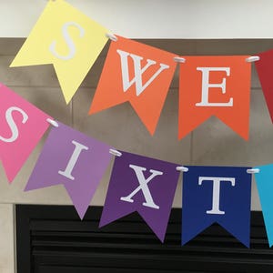 Sweet 16 Decoration, Sweet Sixteen Banner, Sweet Sixteen Party, Rainbow ...
