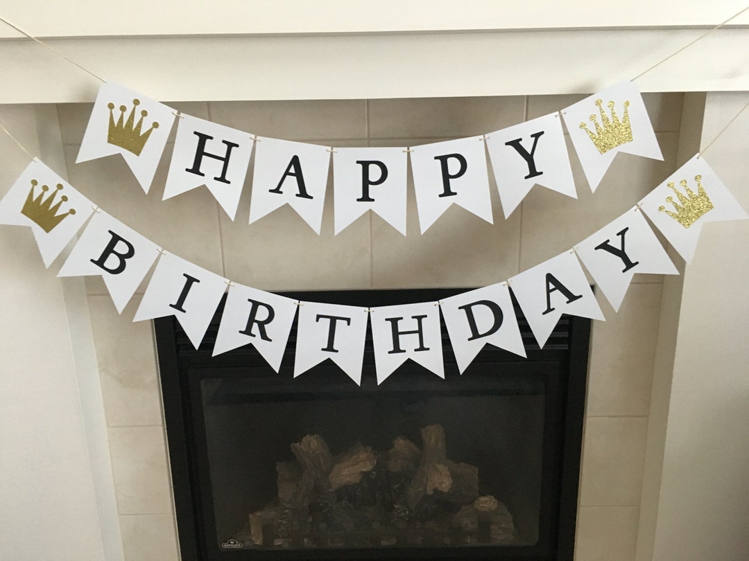 Crown Birthday Banner Happy Birthday Banner Prince Birthday - Etsy