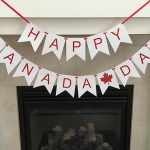 Happy Canada Day Banner, Canada Day Celebration, Red and White, Maple ...