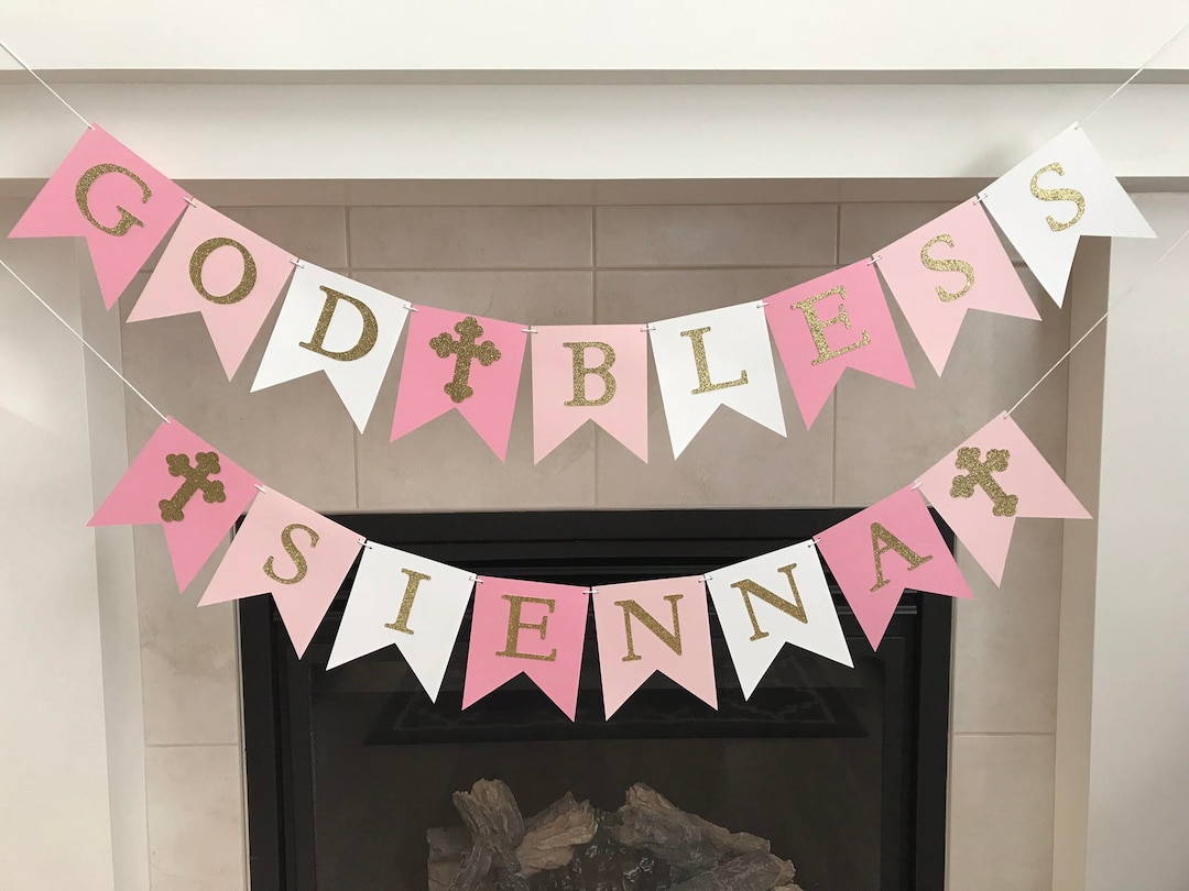 Pink Ombre God Bless Banner Baptism Banner Christening - Etsy Canada