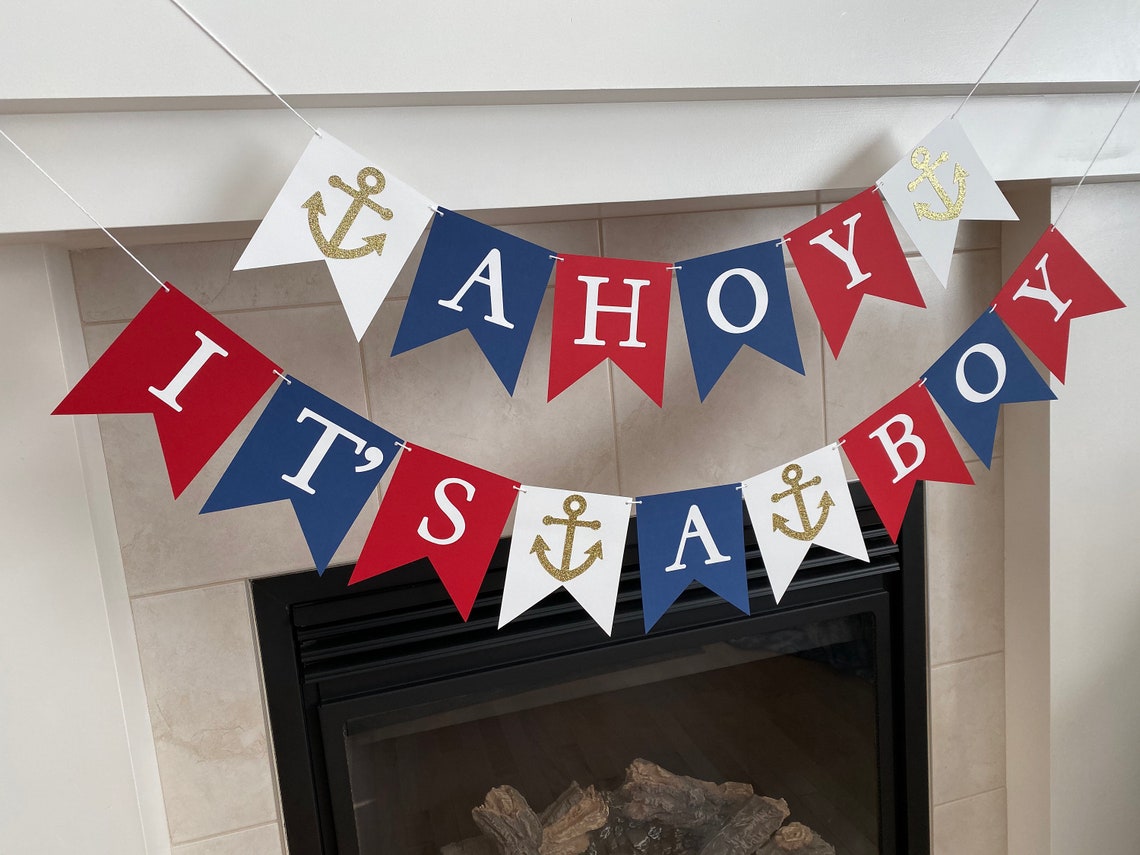 Ahoy It's A Boy Banner Boy Baby Shower Banner Baby | Etsy