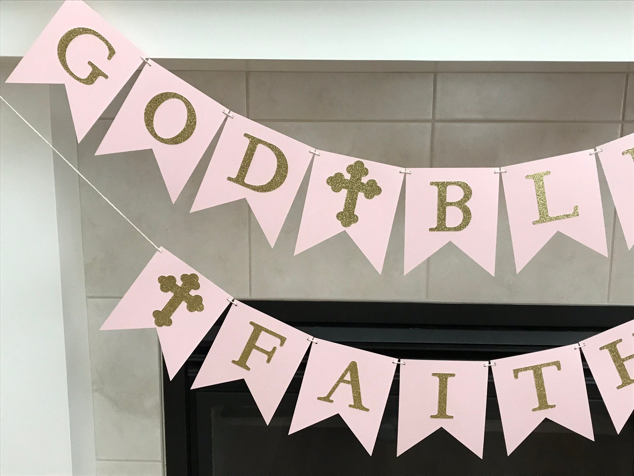 Pink God Bless Banner Baptism Banner Christening Banner | Etsy