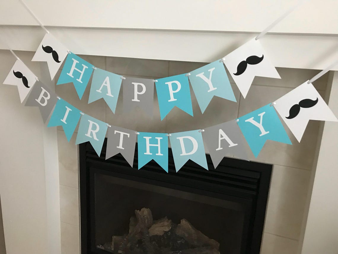 Moustache Birthday Banner Little Man Birthday Banner Happy - Etsy