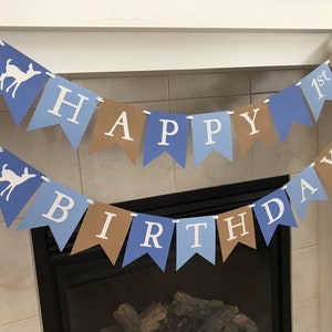 Little Deer Birthday Banner, Happy Birthday Banner, Boy Birthday Banner ...