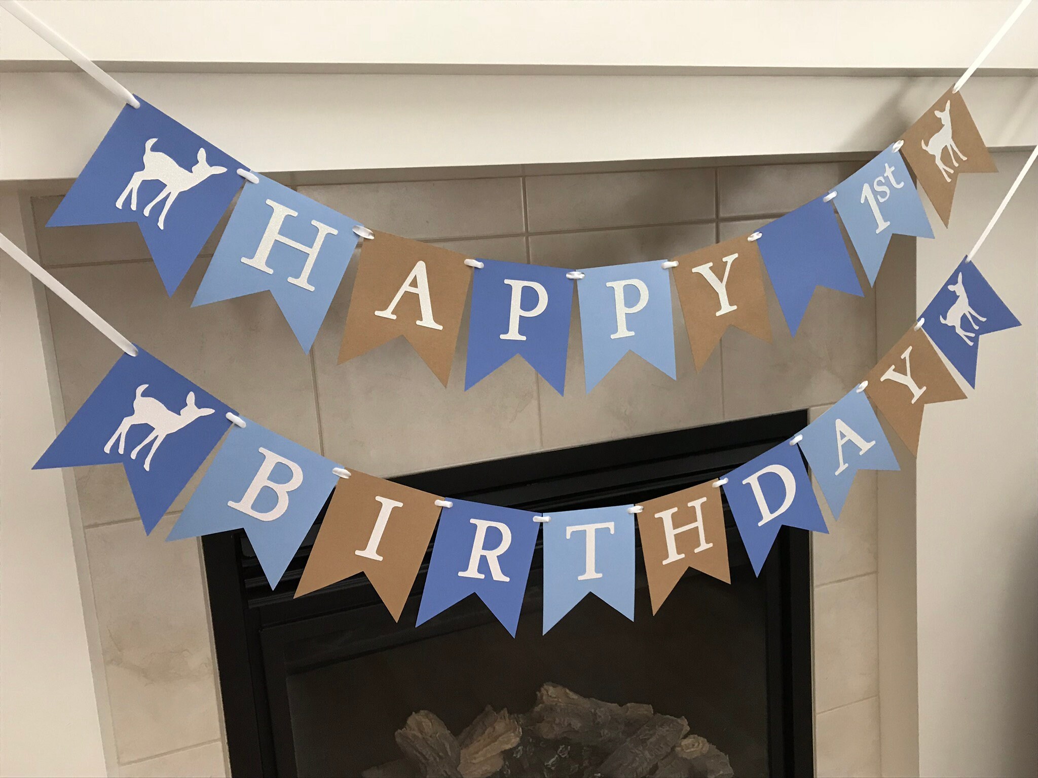 Little Deer Birthday Banner Happy Birthday Banner Boy | Etsy