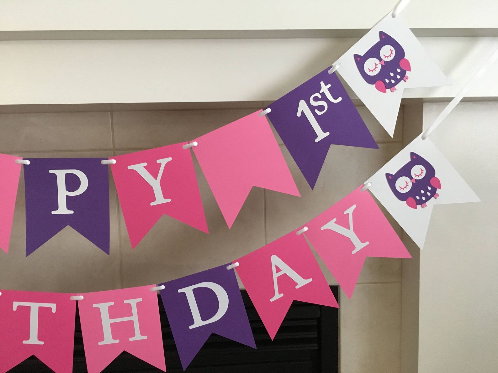 Owl Birthday Banner: Hot Pink & Purple Party Decorations - Etsy