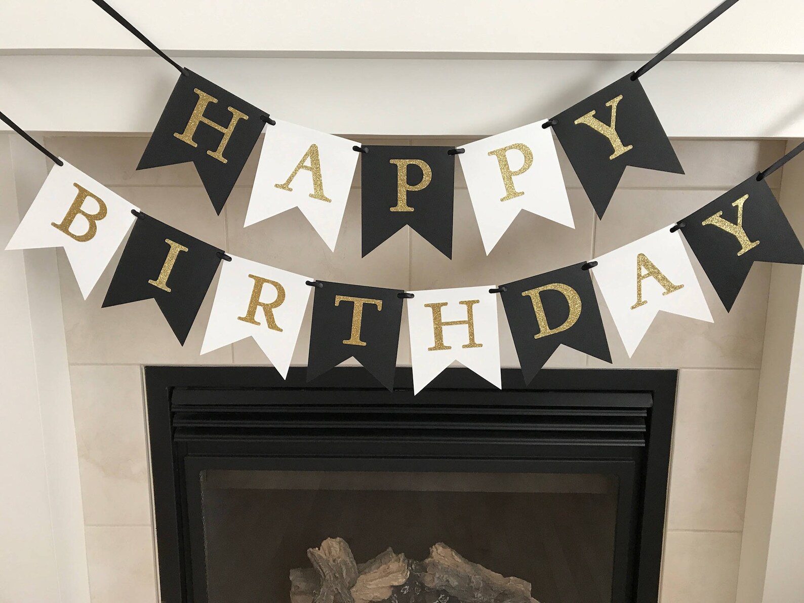 Happy Birthday Banner Black and White Birthday Banner Modern - Etsy