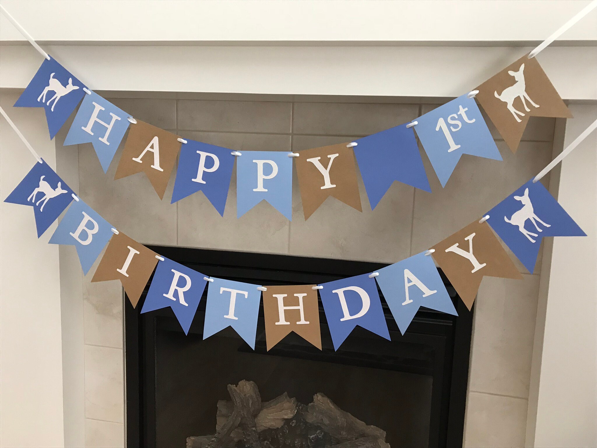 Little Deer Birthday Banner Happy Birthday Banner Boy | Etsy